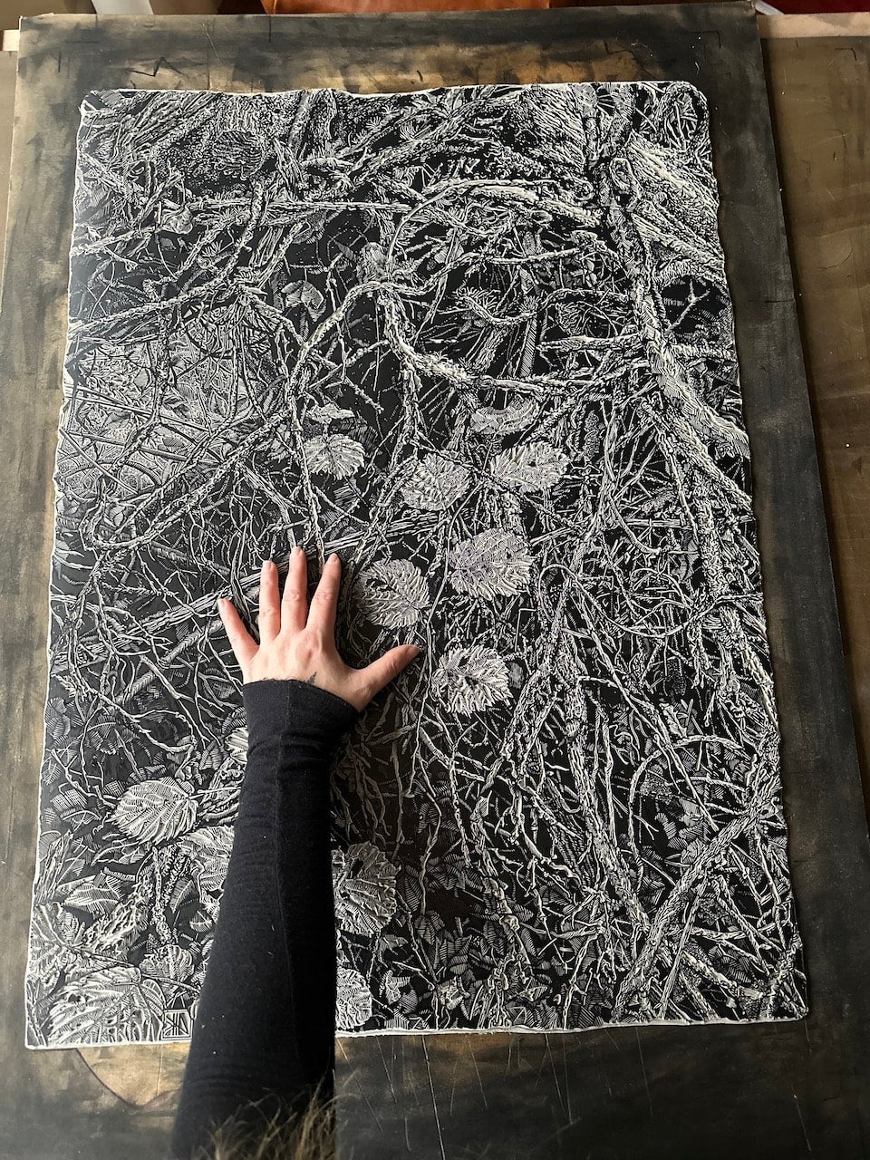 Roots Large Linocut Print | Aga Kubish ARE printmaker