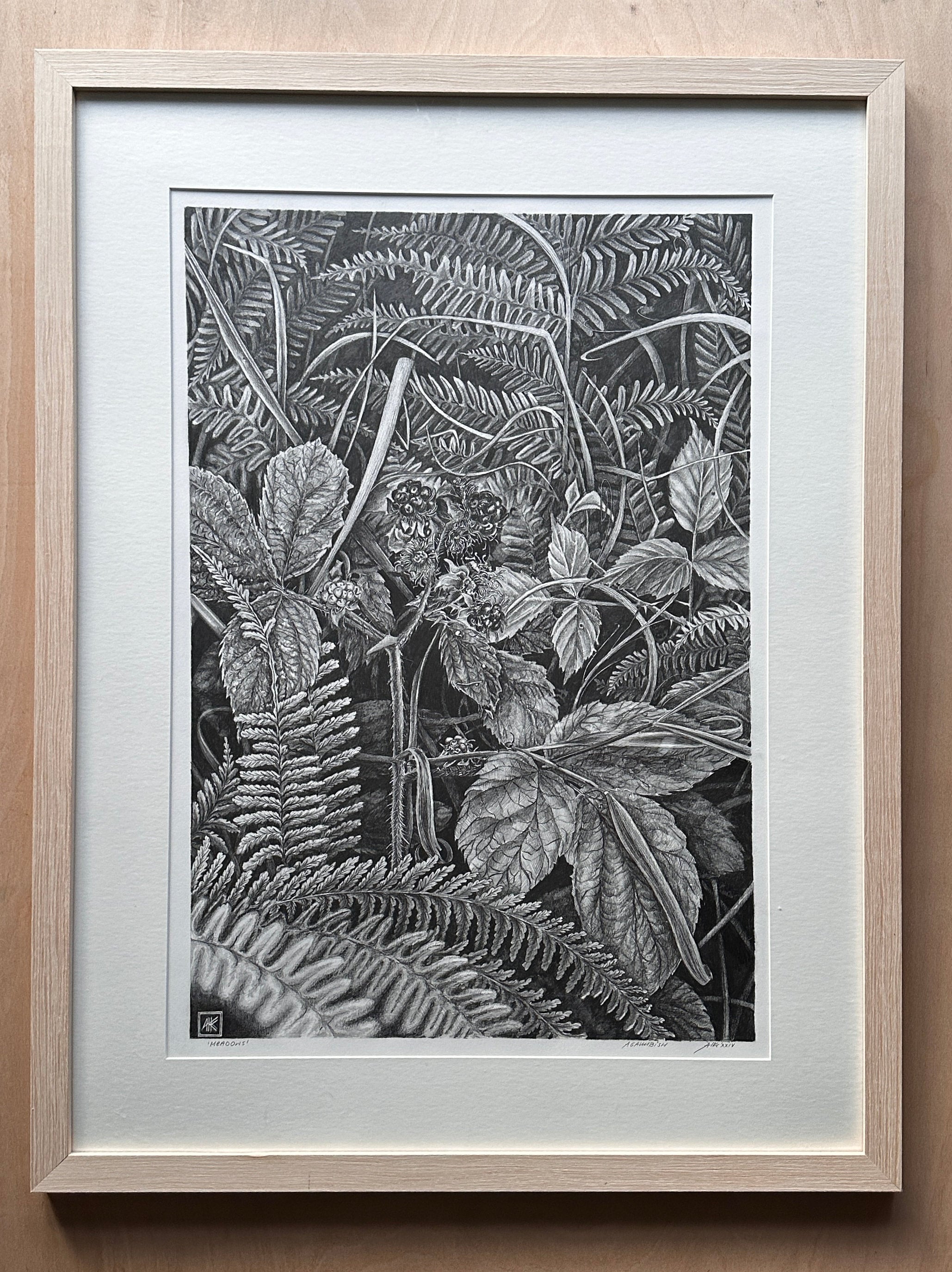 Meadows Large Pencil Drawing by Aga Kubish Framed | Aga Kubish ARE ...